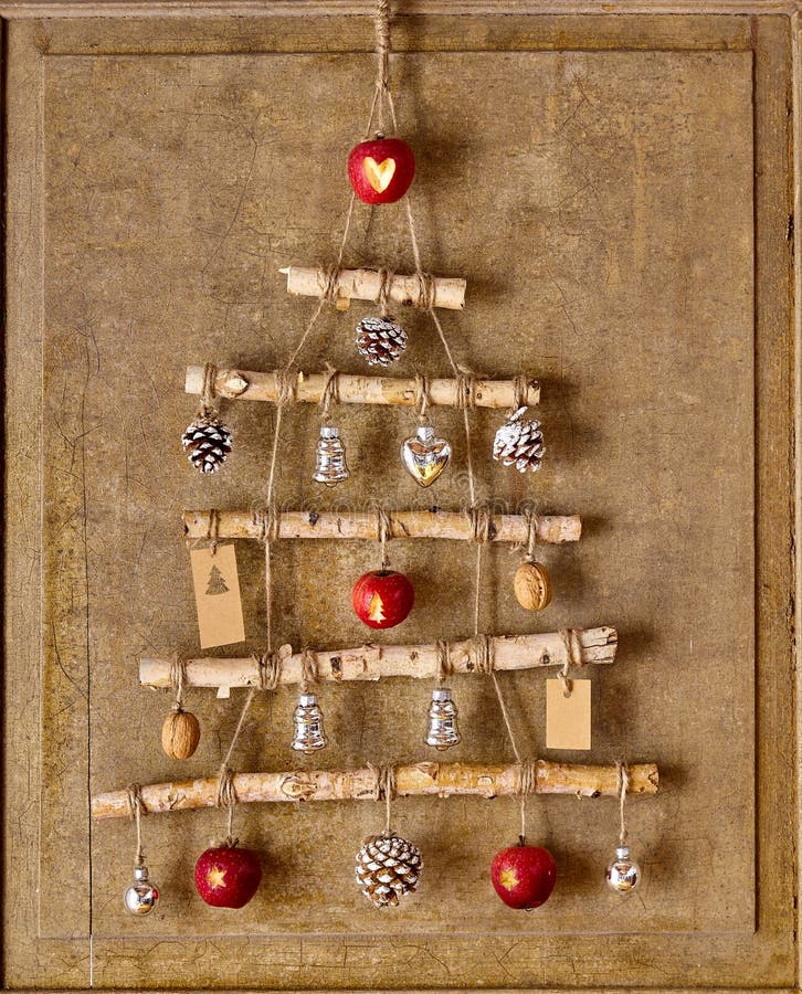 Christmas Tree Artwork Made from Natural Objects Stock Image - Image of ...