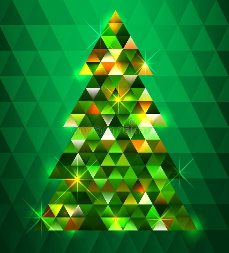 Christmas Tree with Colorful Triangles Stock Vector - Illustration of ...