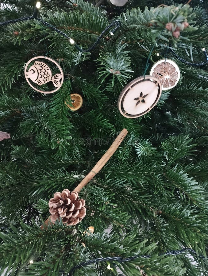 Christmas Tree Background with Sustainable Decorations Stock Image ...