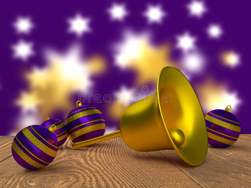 Christmas Tree Balls and a Bell Stock Illustration - Illustration of ...