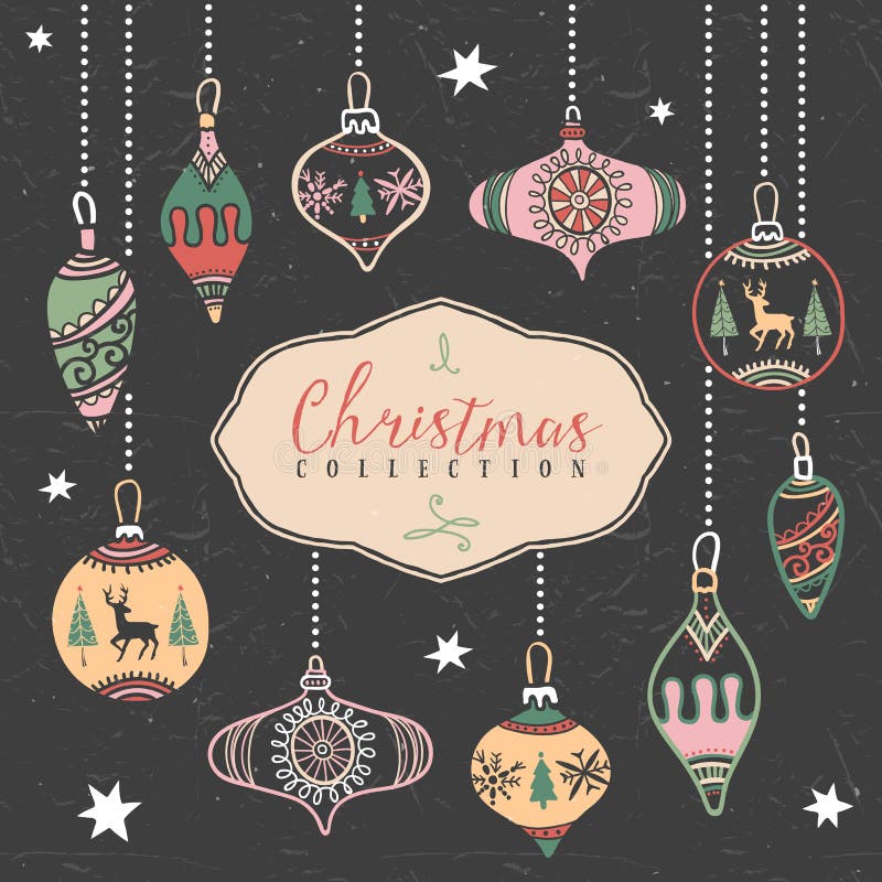 Christmas Tree Balls. Hand Drawn Illustration Stock Vector ...