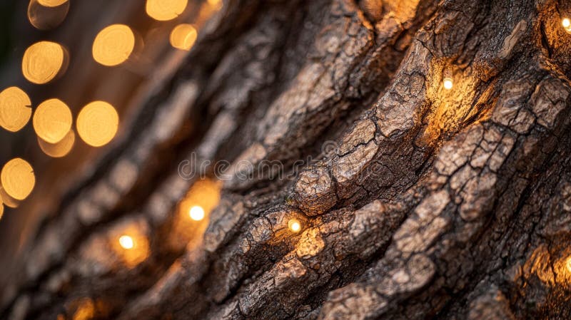Christmas Tree Bark Texture with Lights in the Background Stock ...