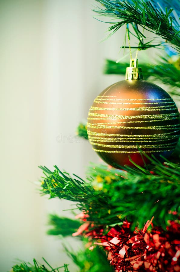 Christmas Tree with Bauble. Background Composition Stock Image - Image ...