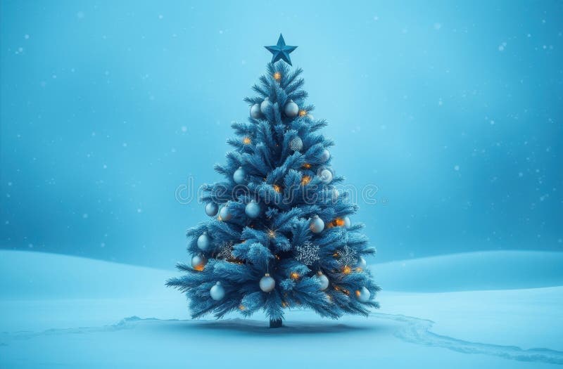 A Christmas Tree with a Blue Background at 29-11-2024 Stock ...