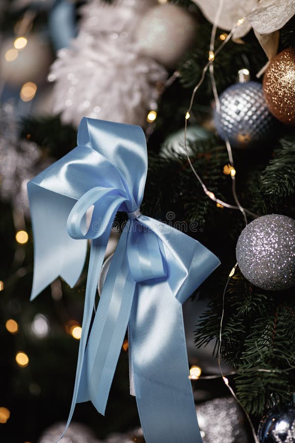 Christmas Tree in Blue Color Stock Photo - Image of bauble, card: 208059426