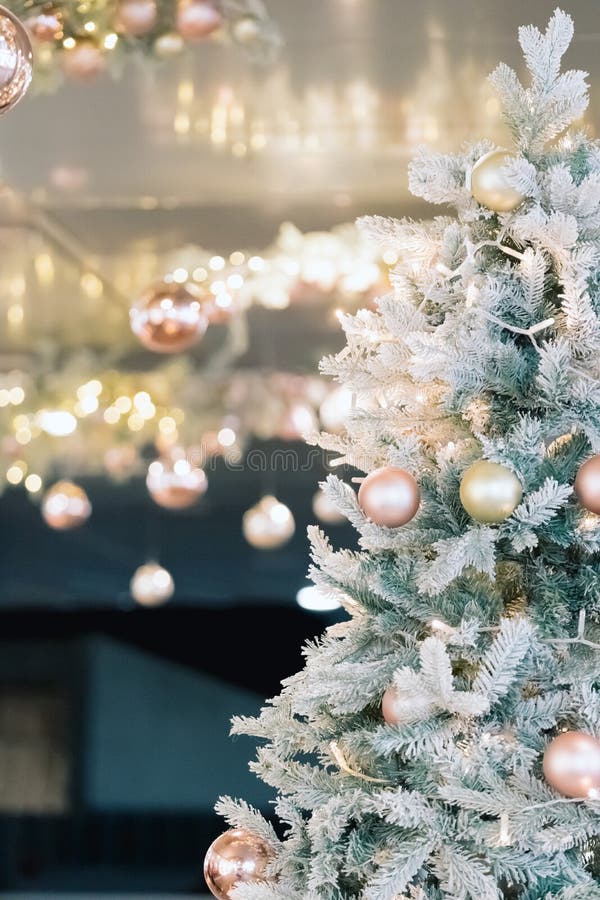 Christmas Tree on Blurred Christmas Decorations Background in Modern ...