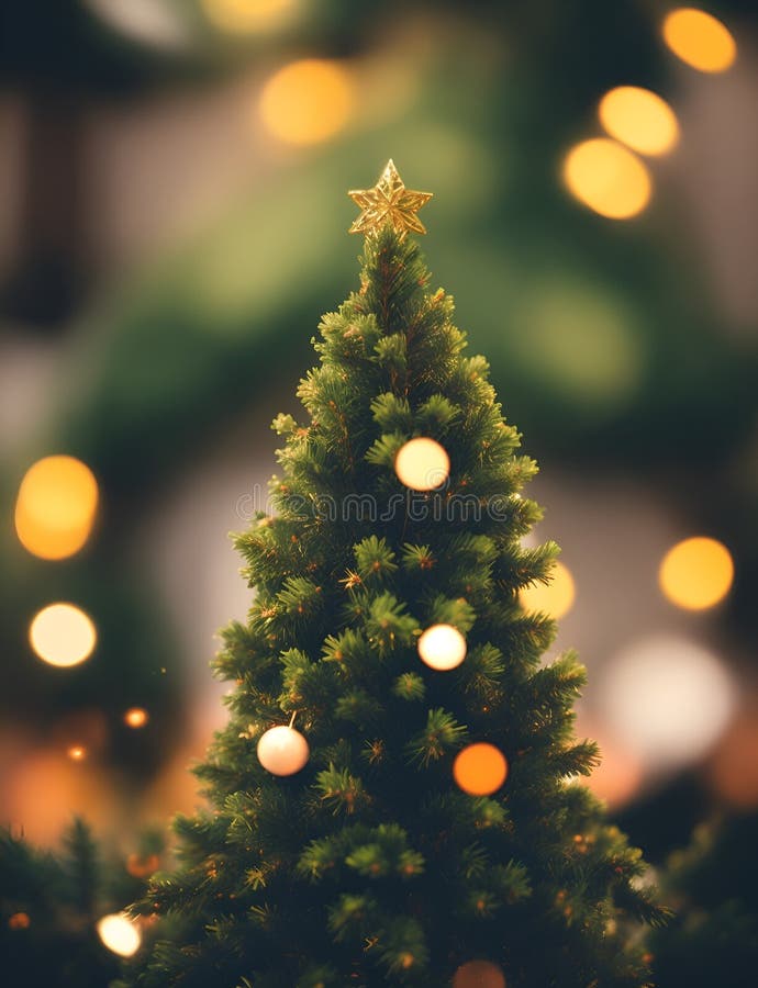 Christmas Tree with Bokeh Lights, Christmas Mood.Beautiful Christmas ...