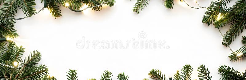 Christmas Tree Branch Border with Lights Stock Illustration ...