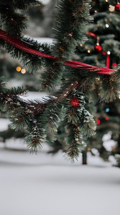 Christmas Tree Branches on Plain Background Illustration Artificial ...