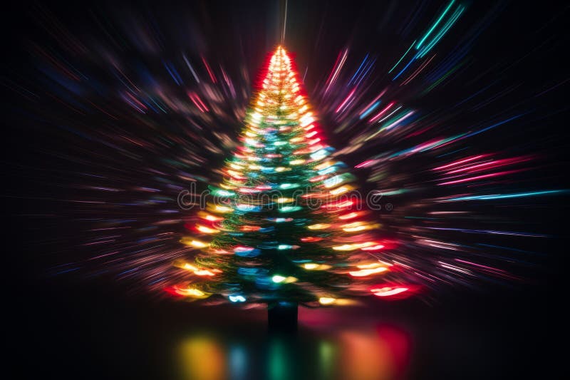 A Christmas Tree with Bright Lights is Shown in Motion Stock ...