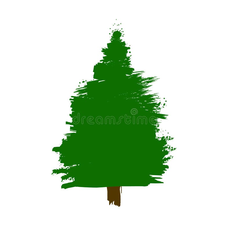 Christmas Tree Brush Strokes. Hand Drawing Stock Illustration ...