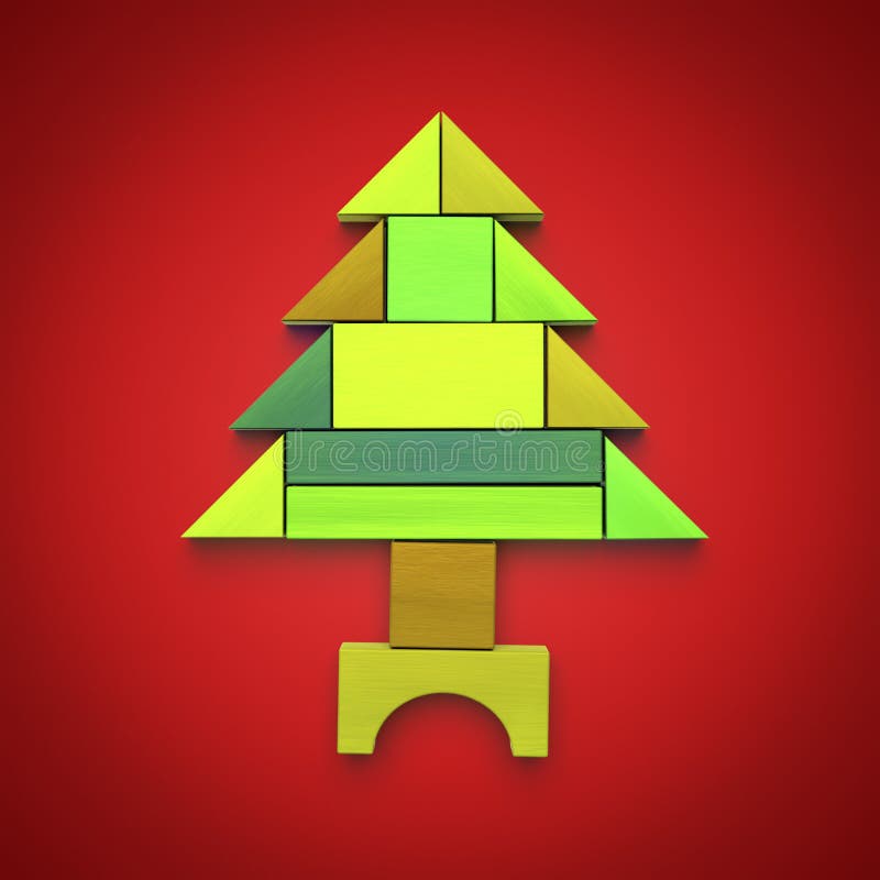 Christmas Tree Building Blocks Stock Illustration - Illustration of ...