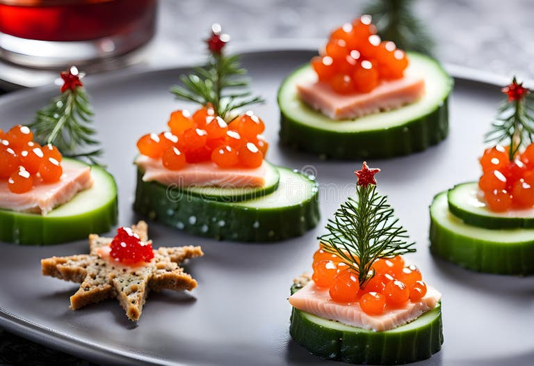 Christmas tree canape stock illustration. Illustration of dish - 305663039