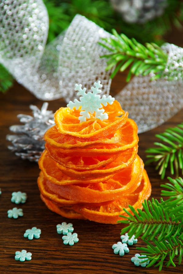 Christmas Tree of Candied Orange. Stock Image - Image of yellow, orange ...