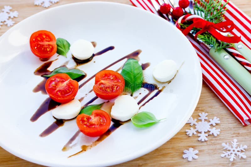 Christmas Tree Caprese Salad Stock Photo - Image of cuisine, decoration ...