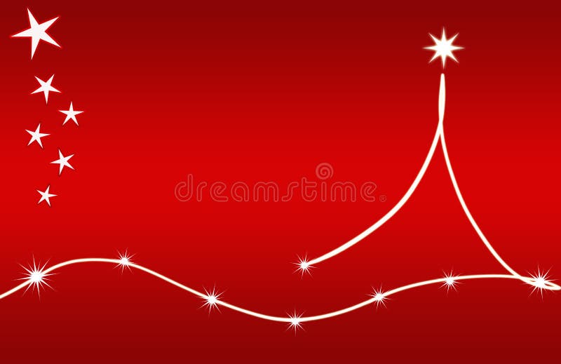 Christmas Tree Card Red Stars Stock Illustration - Illustration of gift ...