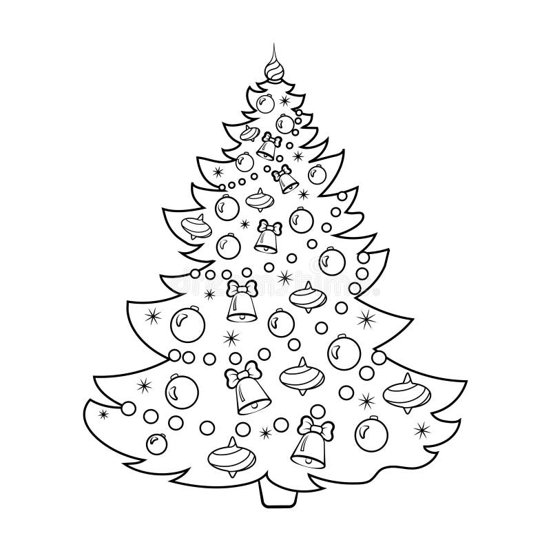 Christmas Tree Cartoon Coloring Book Vector Stock Vector - Illustration ...