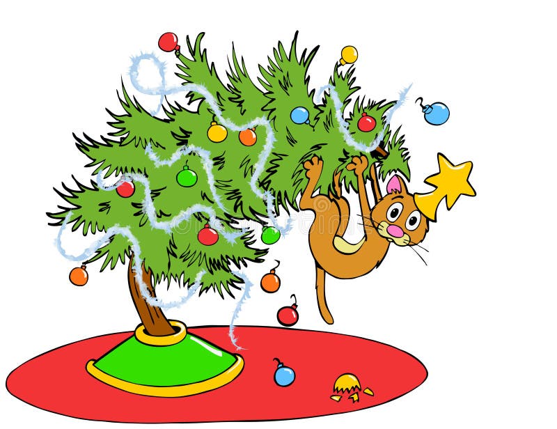 Christmas Tree Cat stock vector. Illustration of pine - 27344149