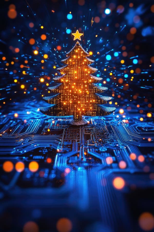 Christmas Tree Circuit Board Stock Photo - Image of advanced, christmas ...