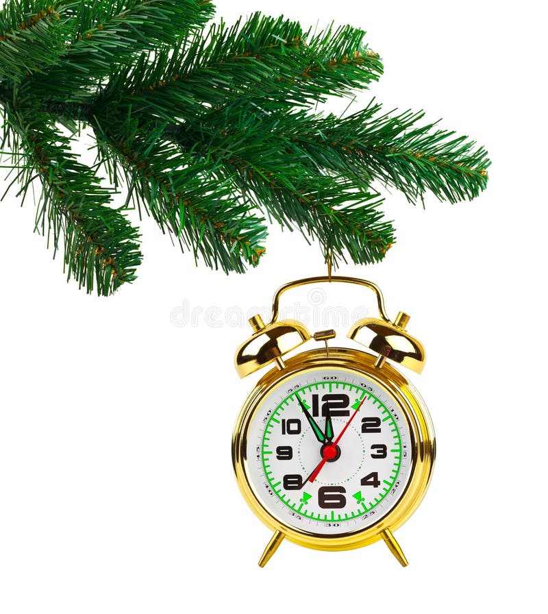 Christmas tree and clock stock photo. Image of gold, midnight - 11041382