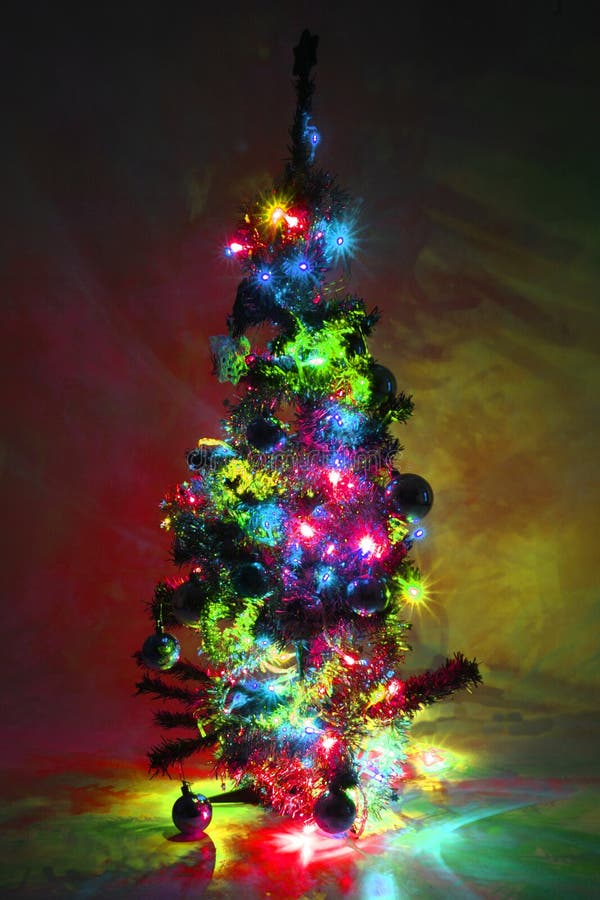 Christmas Tree from the Color Lights Stock Photo - Image of decorated ...