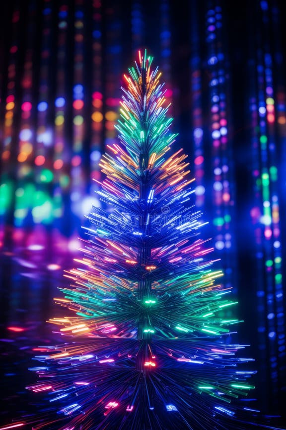 A Christmas Tree with Colorful Lights in the Background Stock ...
