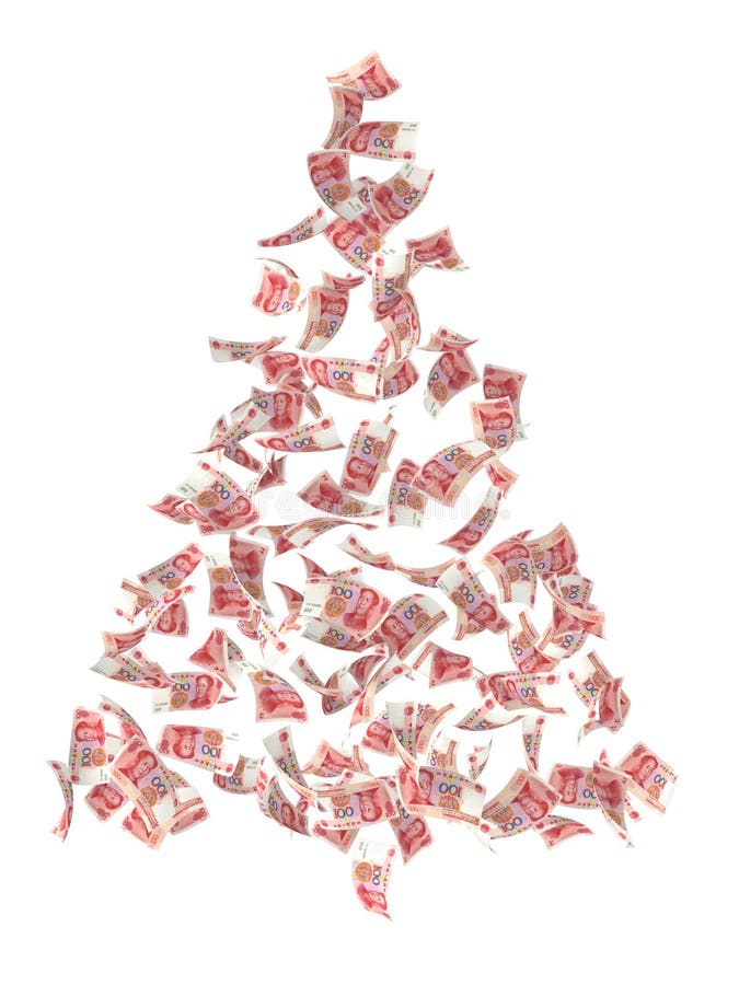 Isolated of 100 China Renminbi Yuan Banknote Currency Flying Collection ...