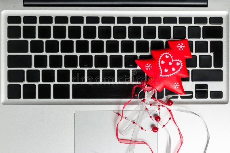 Christmas tree on computer stock image. Image of festive - 82006405