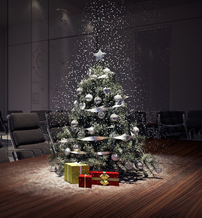 Christmas Tree on Conference Table Stock Illustration - Illustration of ...