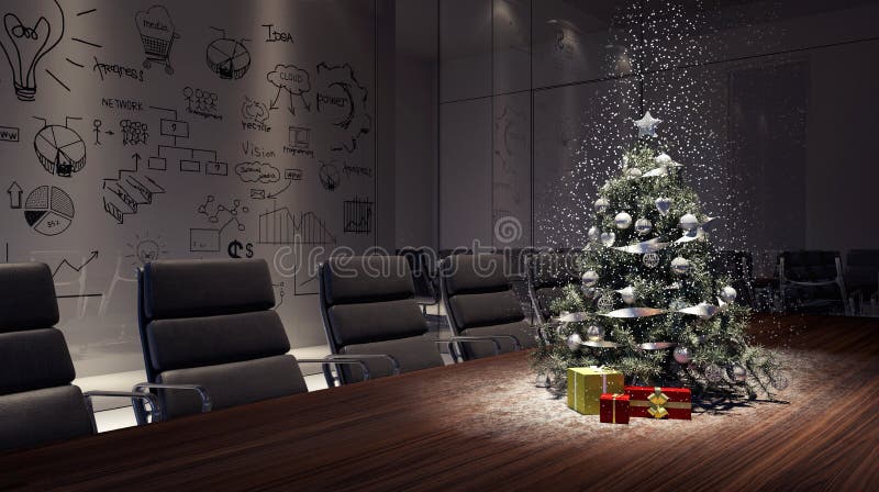 Christmas Tree on Conference Table Stock Illustration - Illustration of ...