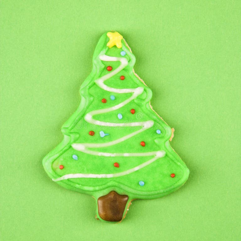 Christmas tree cookie. stock image. Image of sugar, green - 3533477