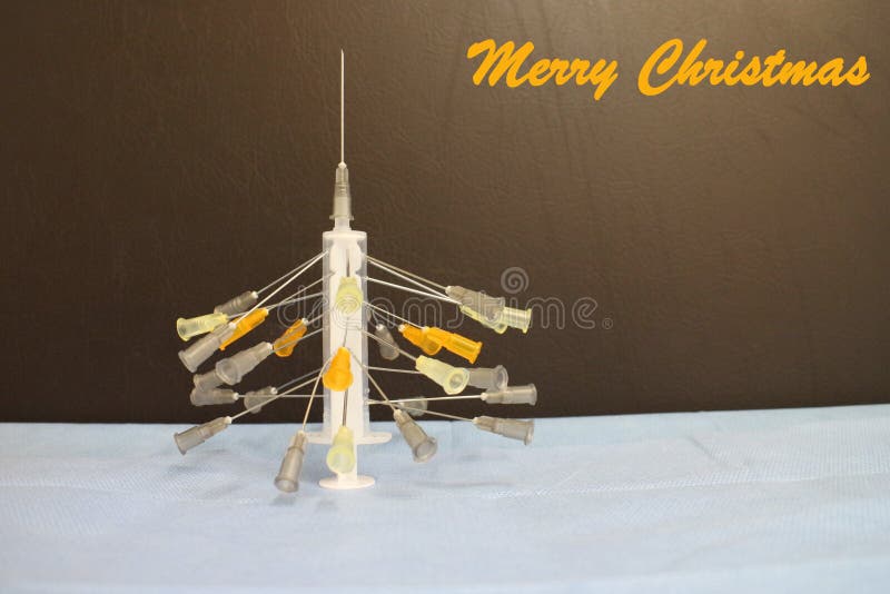 Christmas Tree Created from Needles Stock Photo - Image of injection ...
