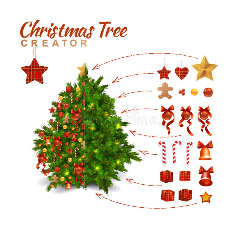 Christmas Tree Creator stock vector. Illustration of lights - 78462046