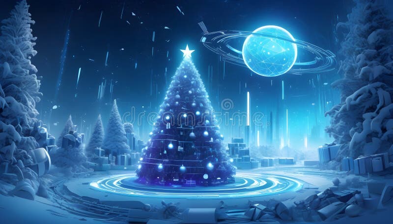 Christmas Tree of the Cyberworld. Stock Illustration - Illustration of ...