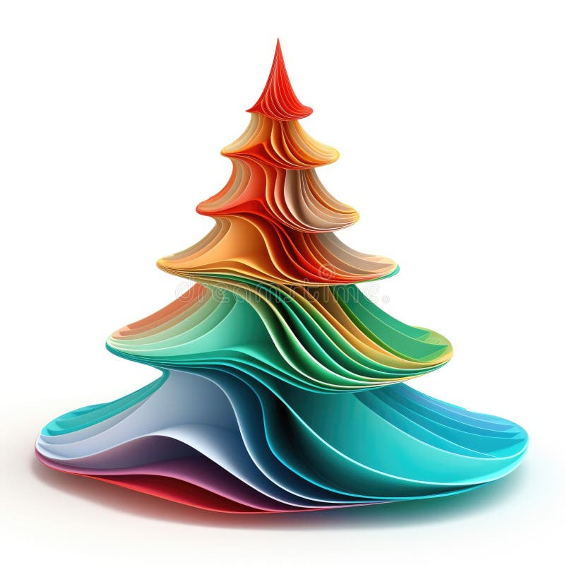 Christmas Tree 3d Lines Color for Card Design Comeliness Stock ...