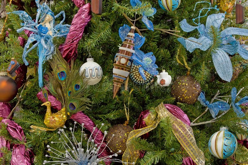 Christmas Tree Decorated Backgrounds Stock Image - Image of celebration ...