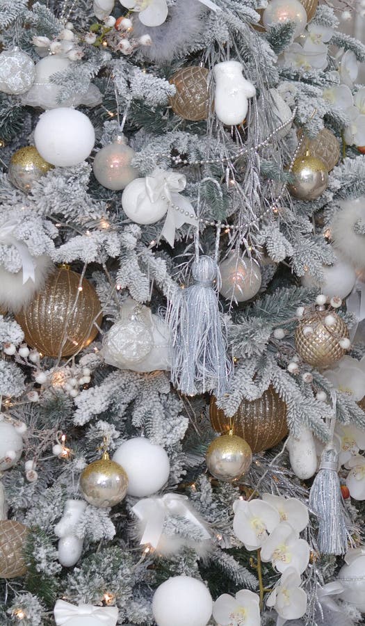 Christmas Tree Decorated with Christmas Tree Decorations Close Up Stock ...