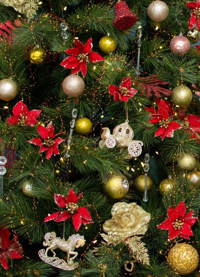 Christmas Tree Decorated with Christmas Tree Decorations Close Up Stock ...
