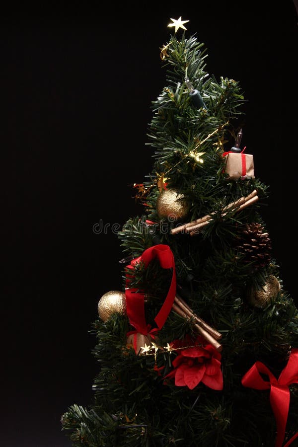 Christmas Tree Decorated in Red and Gold Stock Image - Image of ...