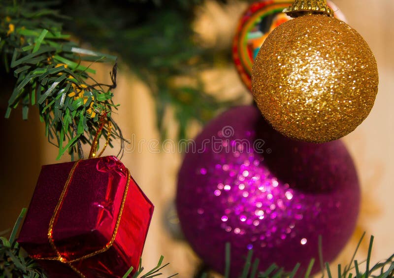 Christmas Decoration on Tree for Backgrounds Stock Image - Image of ...