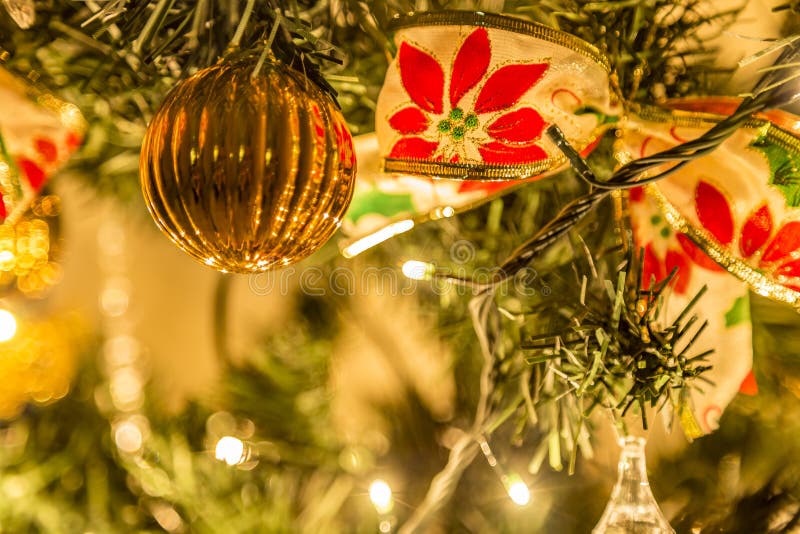 Christmas Tree Decoration Close Up Stock Photo - Image of green ...