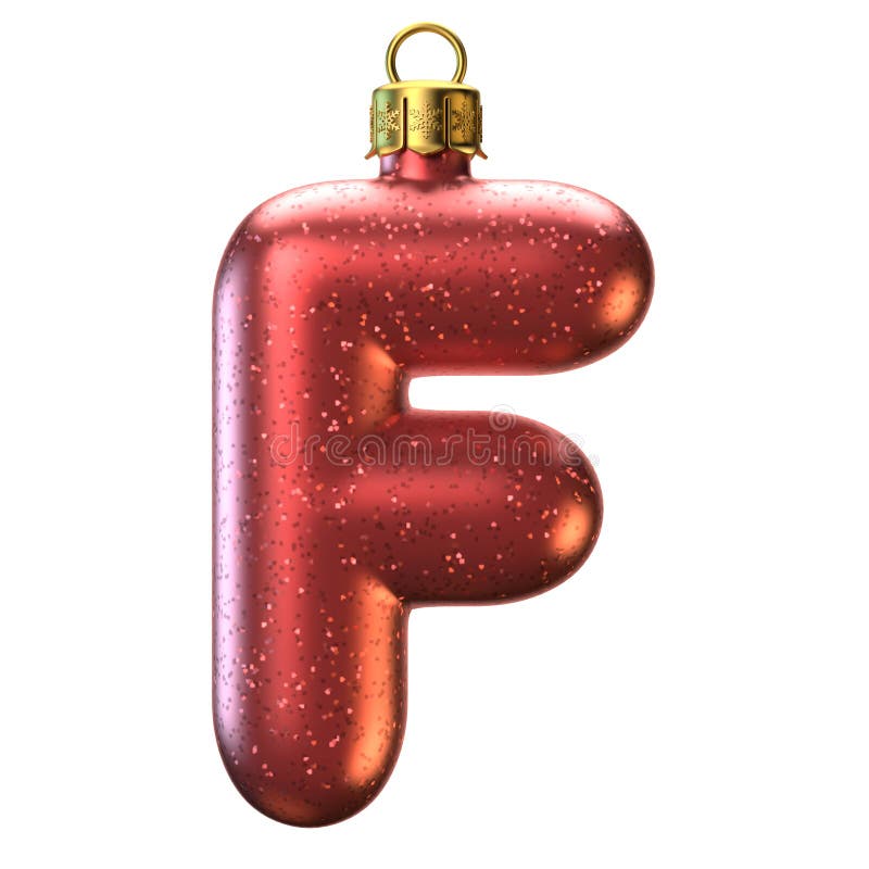 Christmas Tree Decoration Font 3d Rendering, Letter F Stock ...