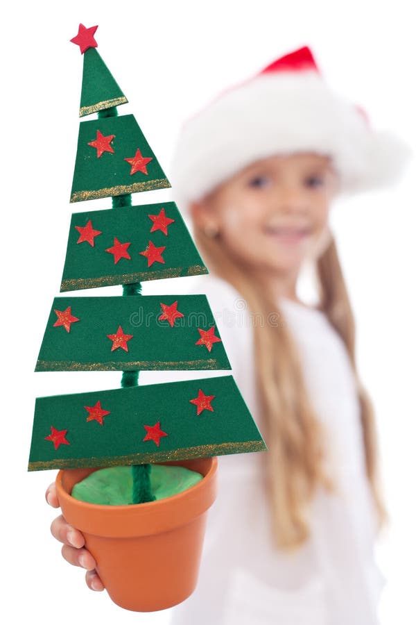 Christmas Tree Decoration in Litte Girl Hand Stock Photo - Image of ...