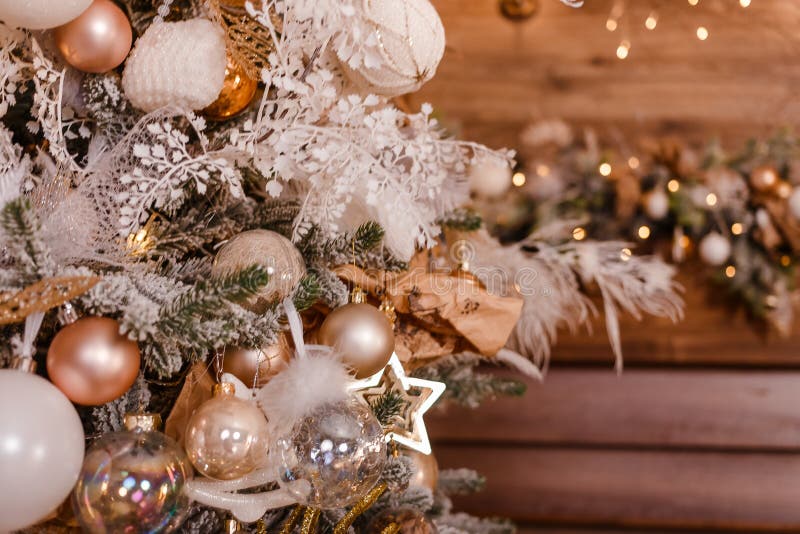 Christmas Tree Decoration in Loft Style Stock Image - Image of happy ...