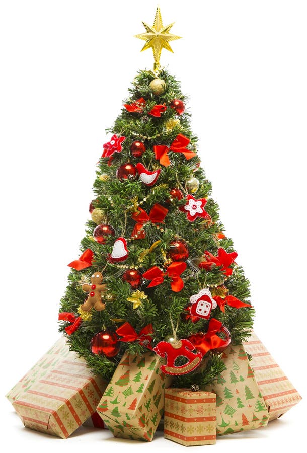 Christmas Tree Decoration and Present Gift Boxes, Xmas Tree Stock Photo ...