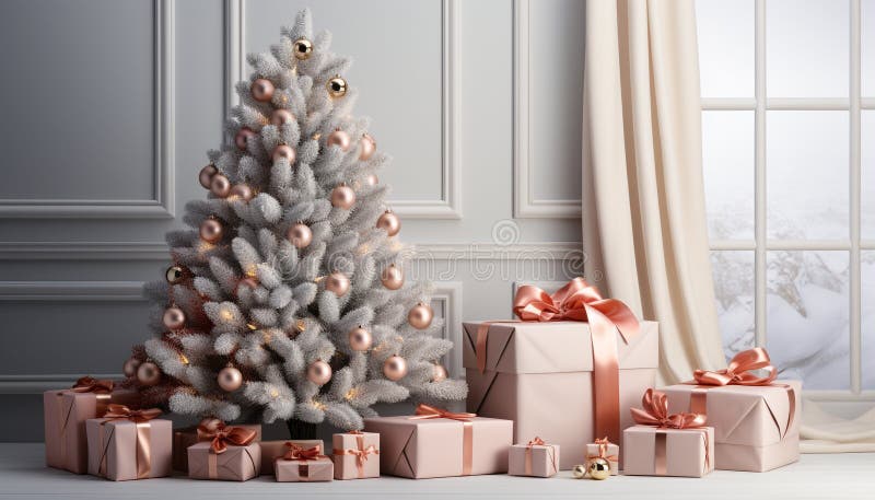 Christmas Tree Decoration Stack, Bright Gift Box, Shiny Ornament Ball ...