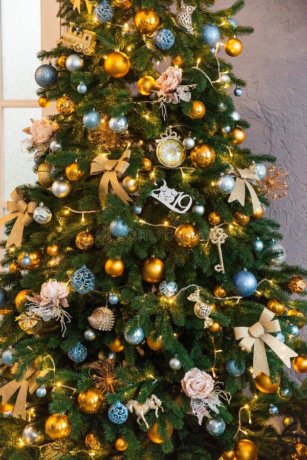 Christmas Tree and Christmas Decorations Close Up Stock Image - Image ...