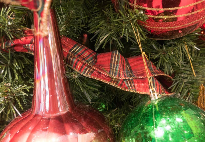 Christmas Tree Decorations, Close Up Stock Image - Image of decoration ...