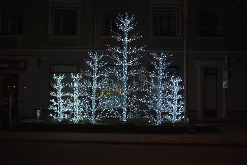 Christmas Tree. Christmas Decorations on the Street. Stock Photo ...