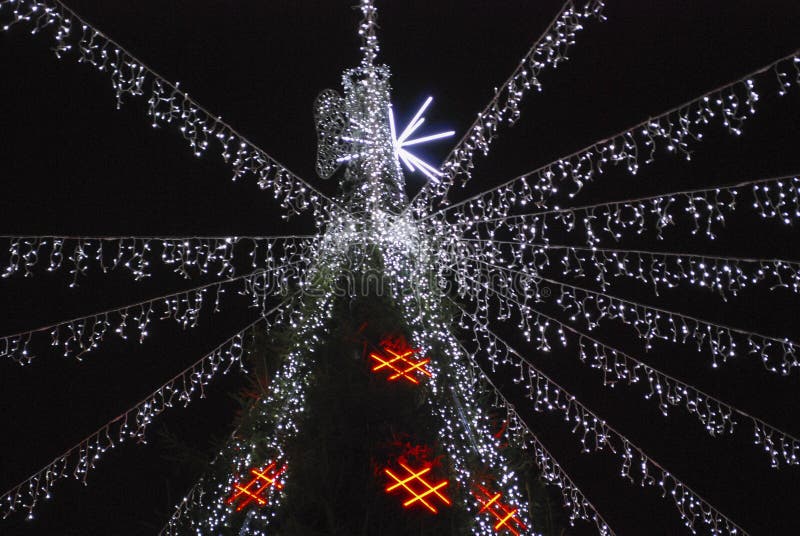 Christmas Tree. Christmas Decorations on the Street. Stock Photo ...